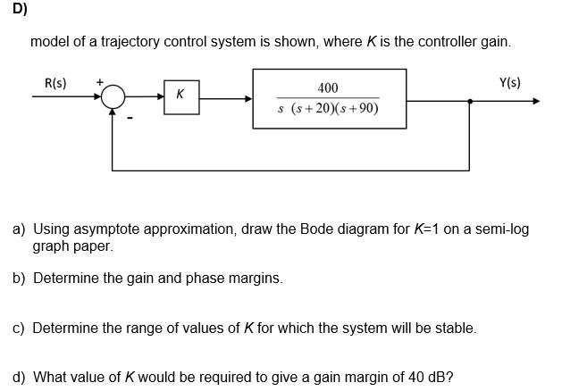 Solved D) model of a trajectory control system is shown, | Chegg.com