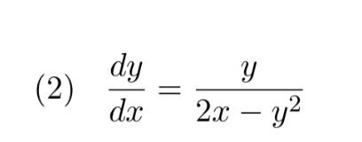 Solved (2) dy dx Y 2x – y | Chegg.com
