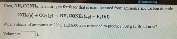 Solved References Urea, NH2CONH2, is a nitrogen fertilizer | Chegg.com