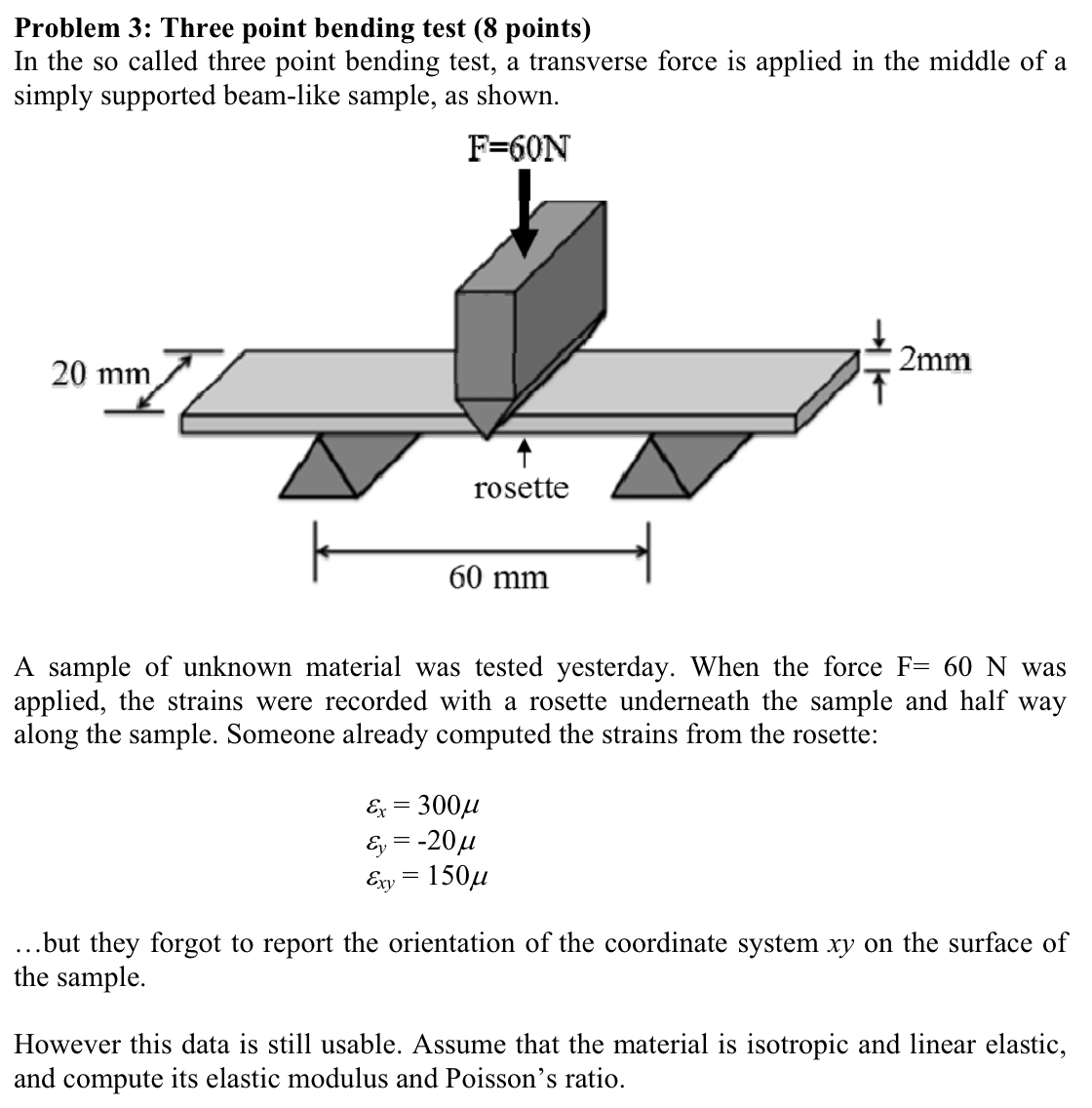 Solved Problem 3 Three Point Bending Test 8 Points In
