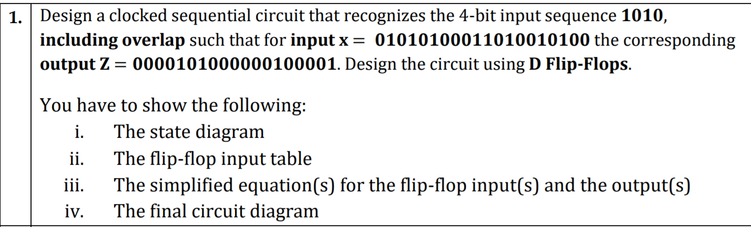 Solved 1. Design a clocked sequential circuit that | Chegg.com