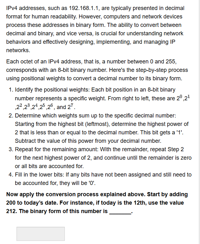 Solved IPv4 ﻿addresses, such as 192.168.1.1, ﻿are typically | Chegg.com