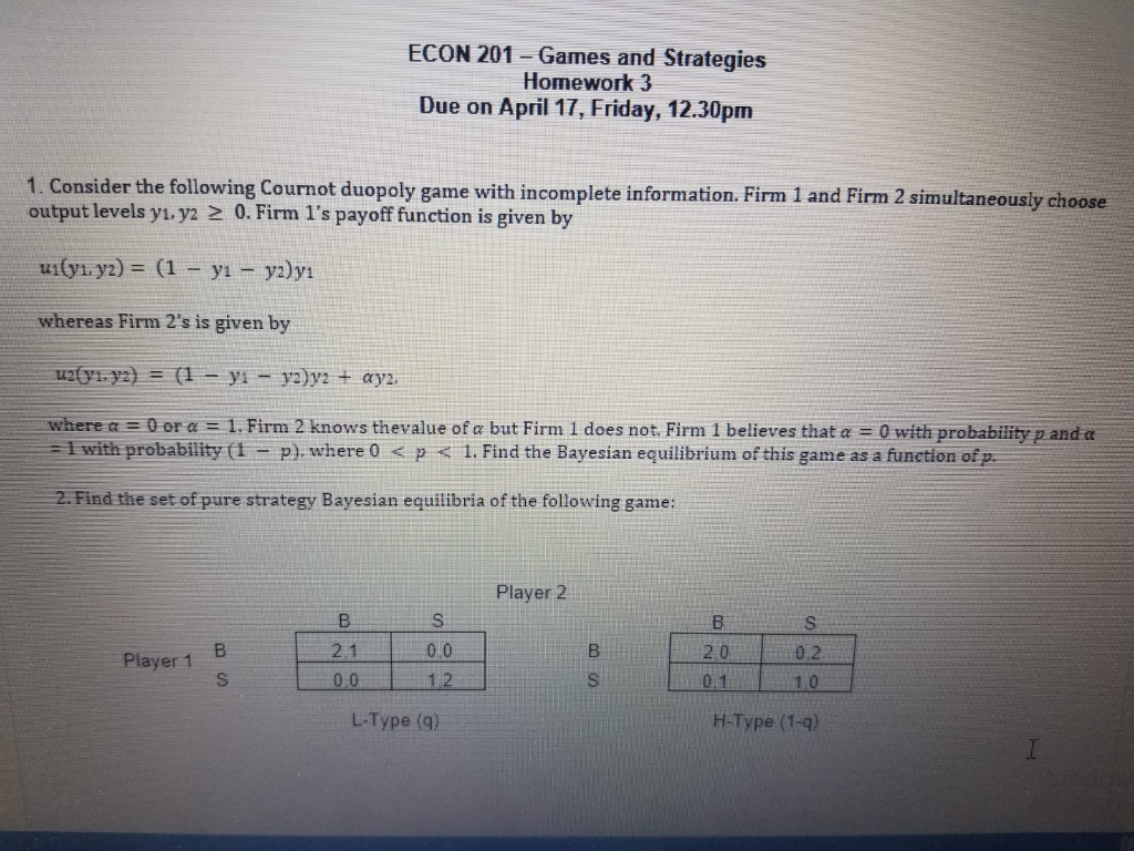 Solved Consider the following Cournot duopoly game with | Chegg.com