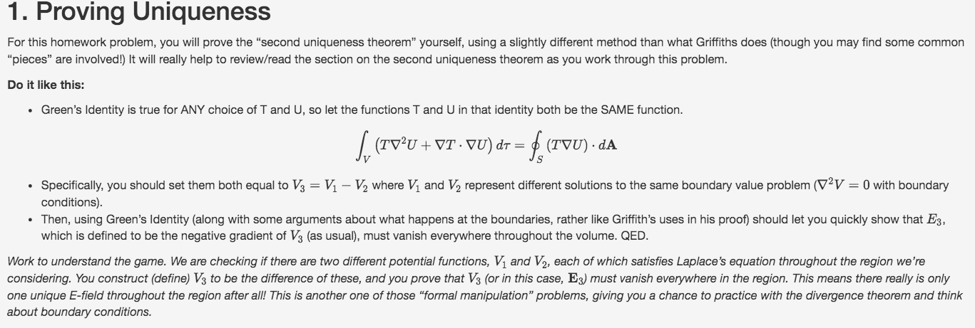 Solved 1. Proving Uniqueness For this homework problem, you | Chegg.com