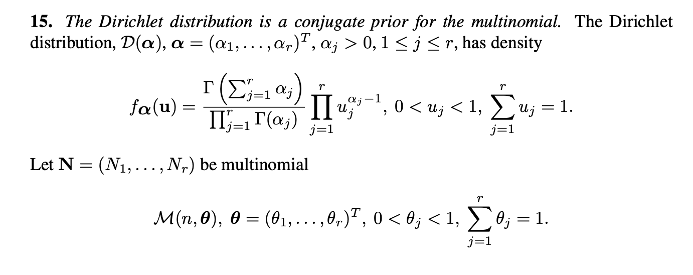 Solved 15. The Dirichlet distribution is a conjugate prior | Chegg.com