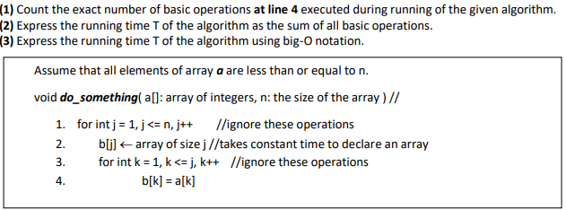 Solved (1) Count the exact number of basic operations at | Chegg.com