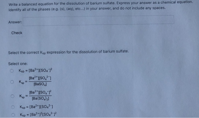 Solved Write a balanced equation for the dissolution of | Chegg.com