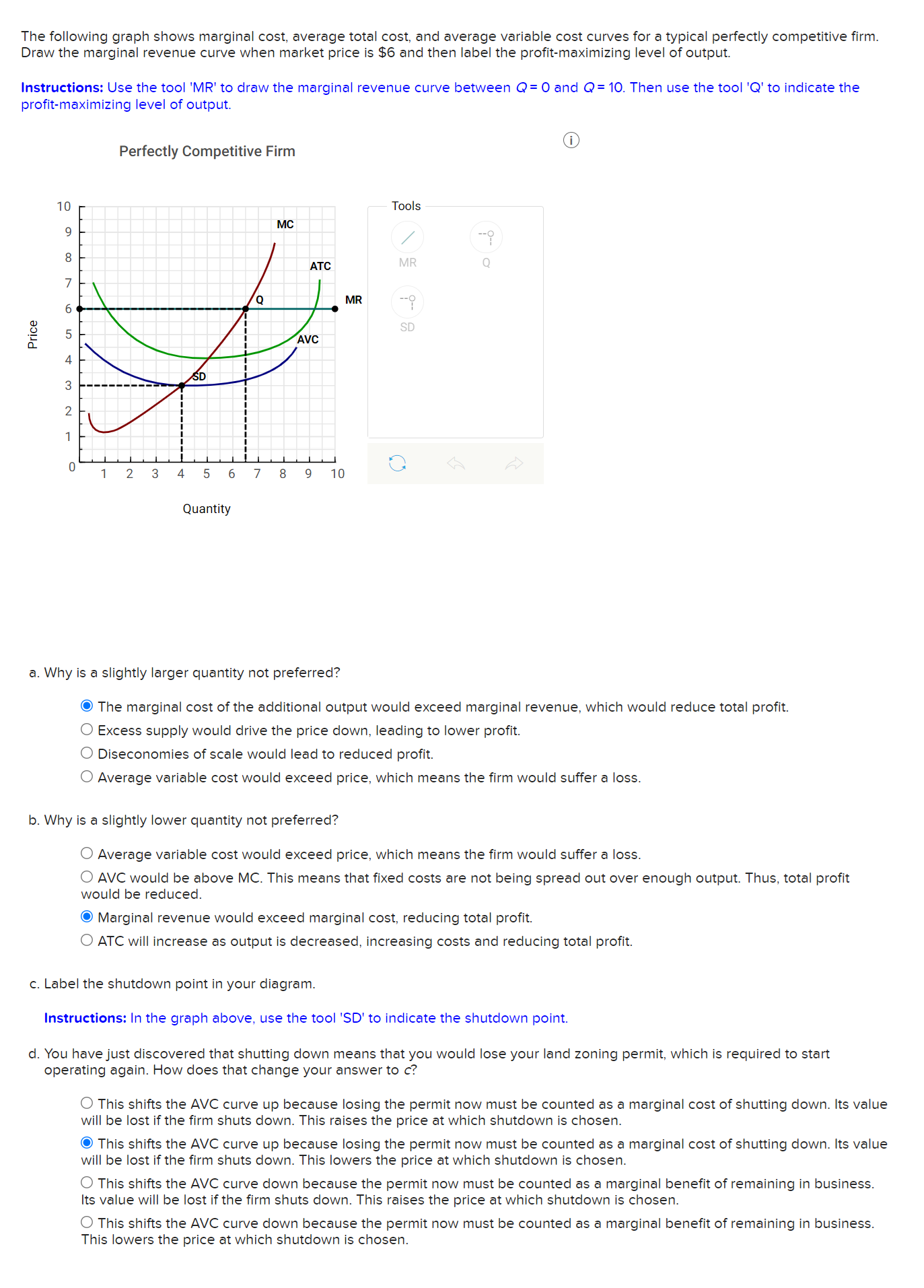 Solved The following graph shows marginal cost, average | Chegg.com