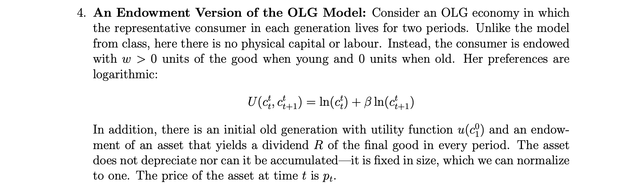 Solved 4. An Endowment Version of the OLG Model: Consider an | Chegg.com
