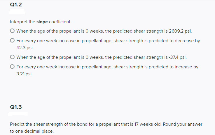 Solved Q1 Simple Linear Regression A rocket motor is | Chegg.com