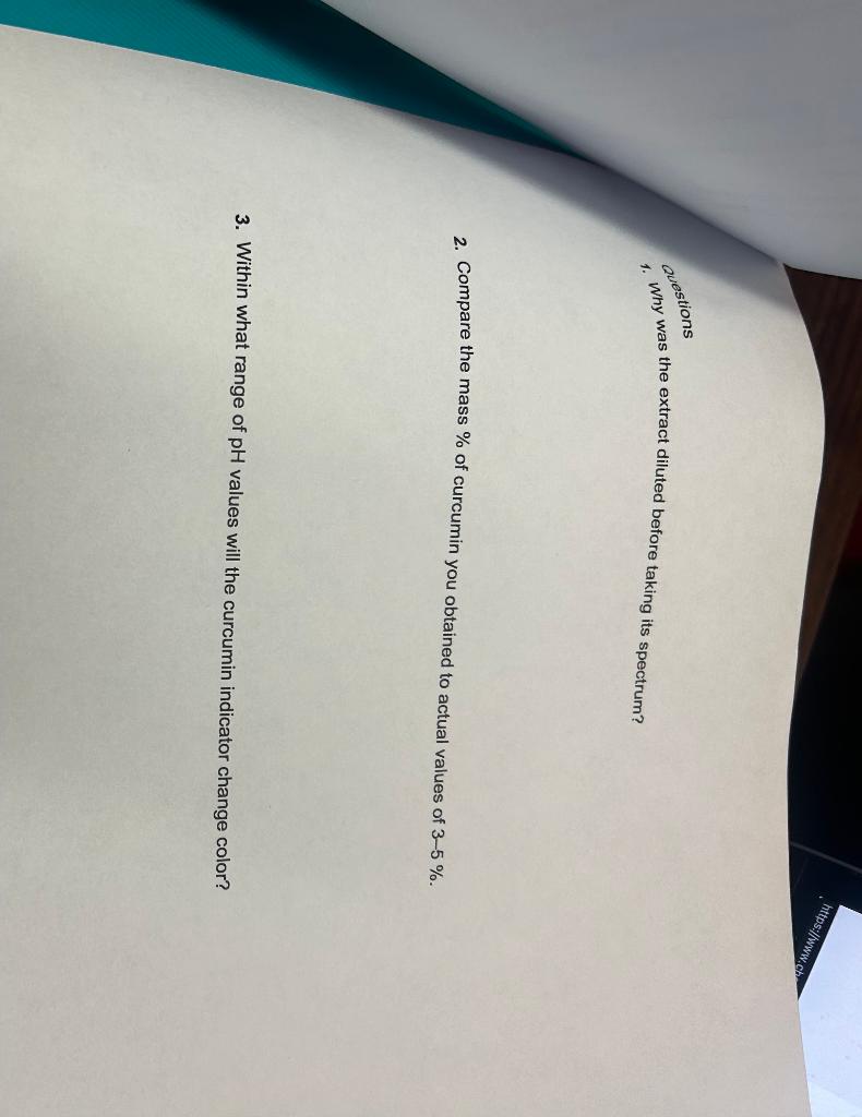 Solved Dart C : Curcumin as a pH Indicator pH ranges: pH