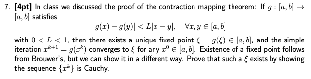 Solved 7. [4pt] In class we discussed the proof of the | Chegg.com