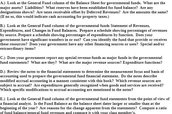Solved A.) Look at the General Fund column of the Balance | Chegg.com