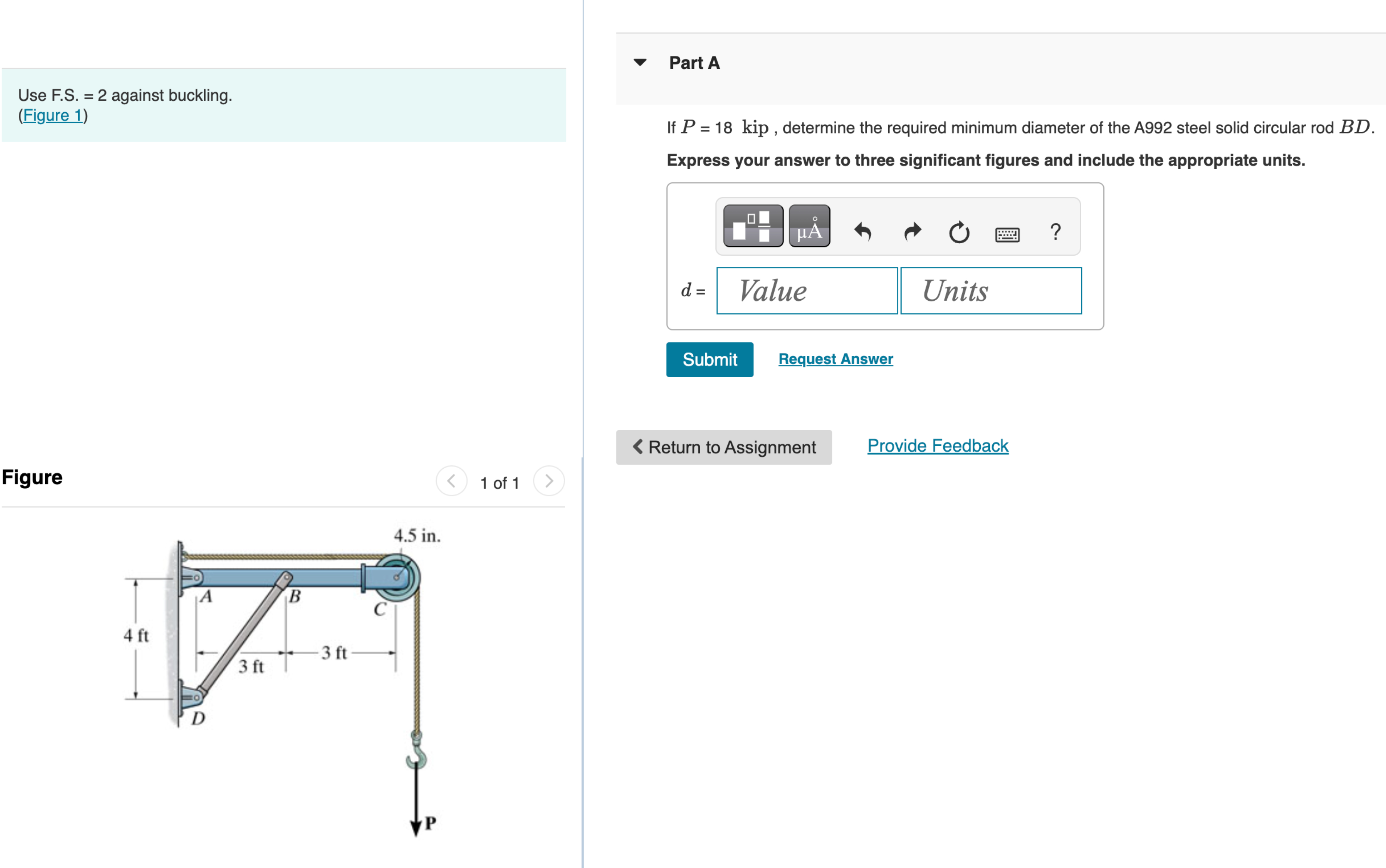 Solved Use F.S. =2 ﻿against buckling.(Figure | Chegg.com
