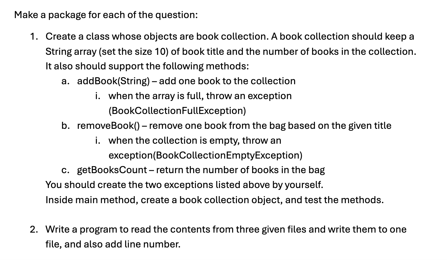 Solved Make a package for each of the question:Create a | Chegg.com