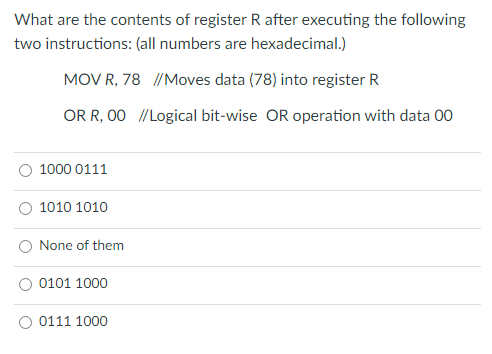 Solved What are the contents of register R after executing | Chegg.com