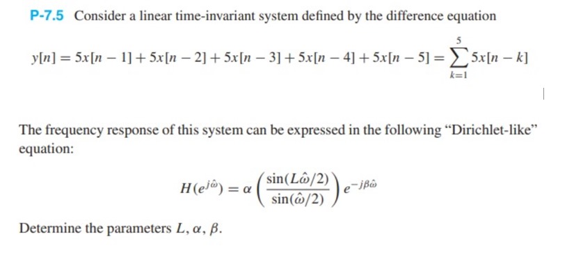 Solved P-7.5 ﻿Consider a linear time-invariant system | Chegg.com