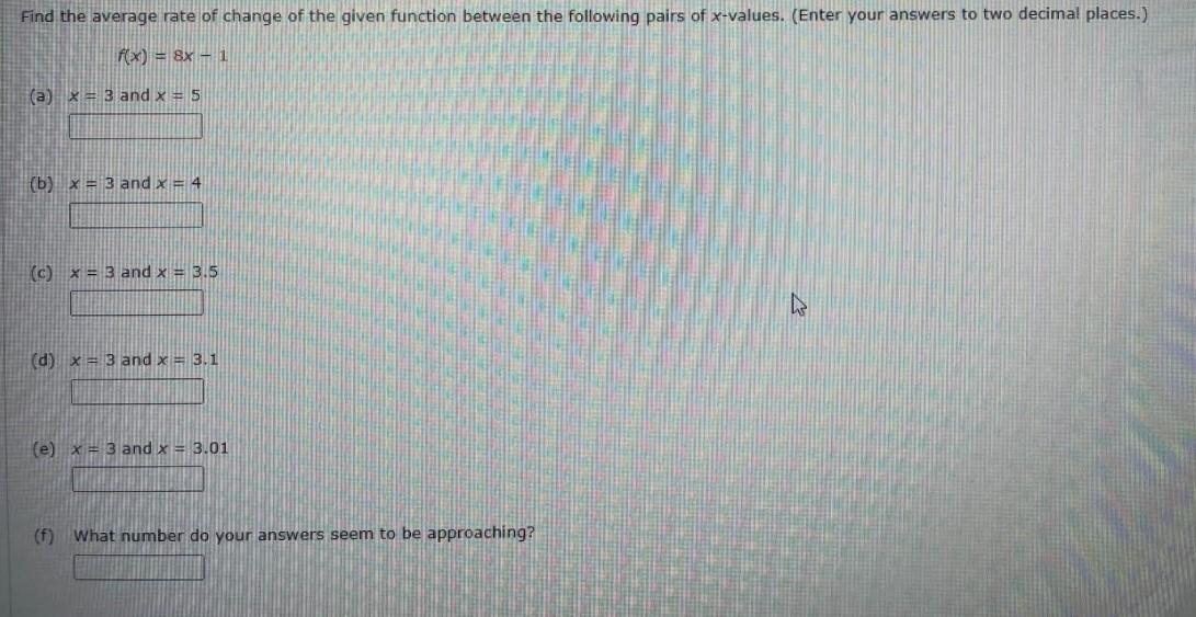 Solved Find the average rate of change of the given function | Chegg.com