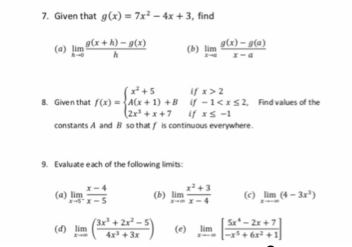 Solved 7. Given that g (x) = 7x2-4x + 3, find gx +h)-g(x) b) | Chegg.com