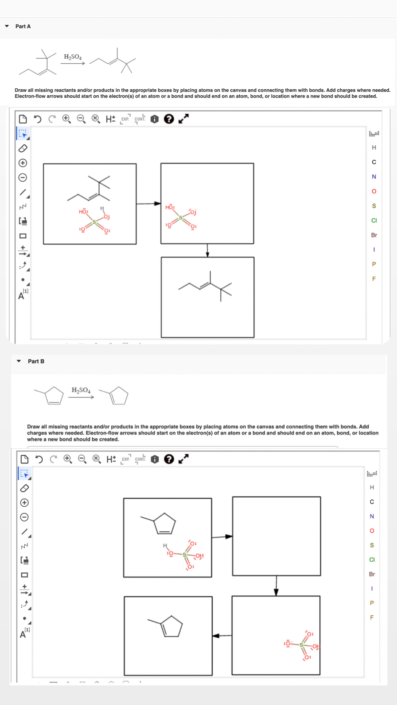 Solved Draw all missing reactants and/or products in the | Chegg.com