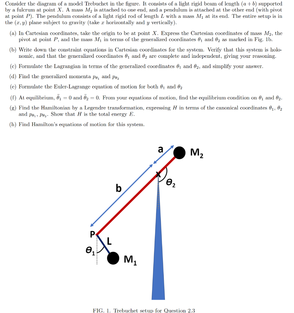 Consider the diagram of a model Trebuchet in the | Chegg.com