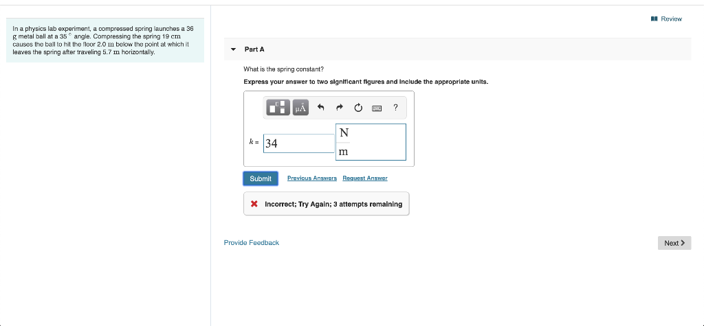 Solved Review In a physics lab experiment, a compressed | Chegg.com