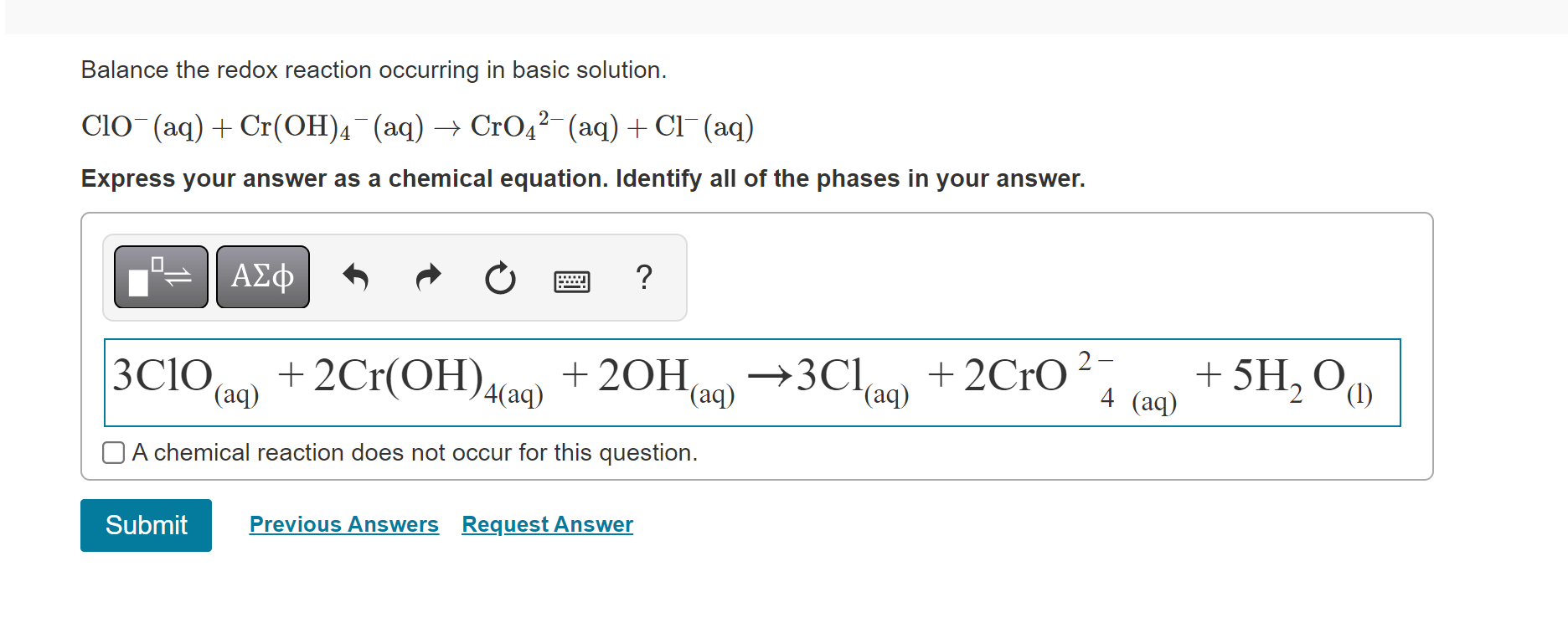 Solved Balance the redox reaction occurring in basic | Chegg.com