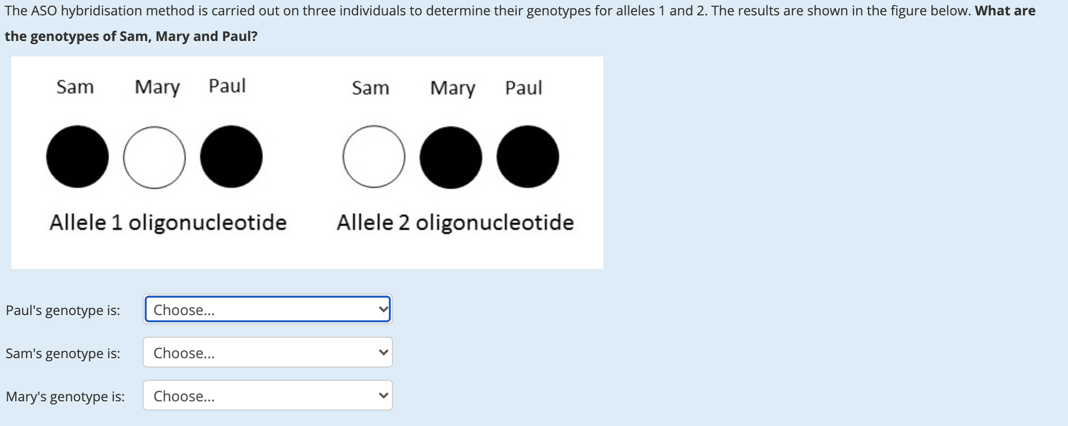 Solved The ASO hybridisation method is carried out on three | Chegg.com
