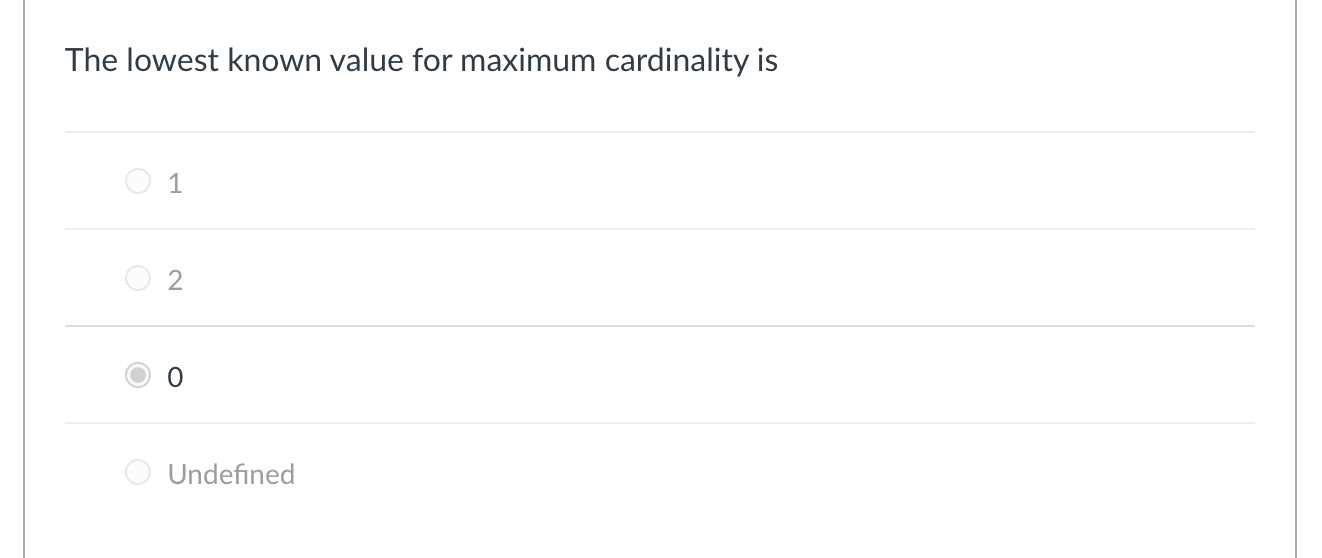 Solved The lowest known value for maximum cardinality is 1 2 | Chegg.com