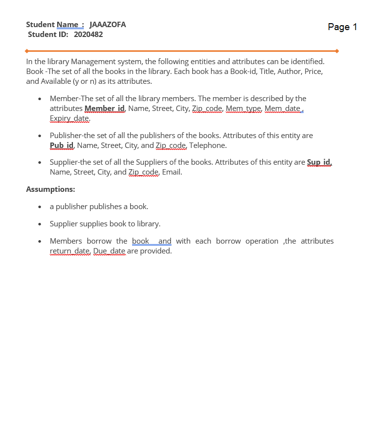 Solved Student Name : JAAAZOFA Student ID: 2020482 Page 1 In | Chegg.com