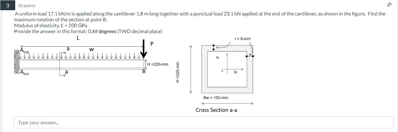 Solved A uniform load 17.1kN//m is applied along the | Chegg.com