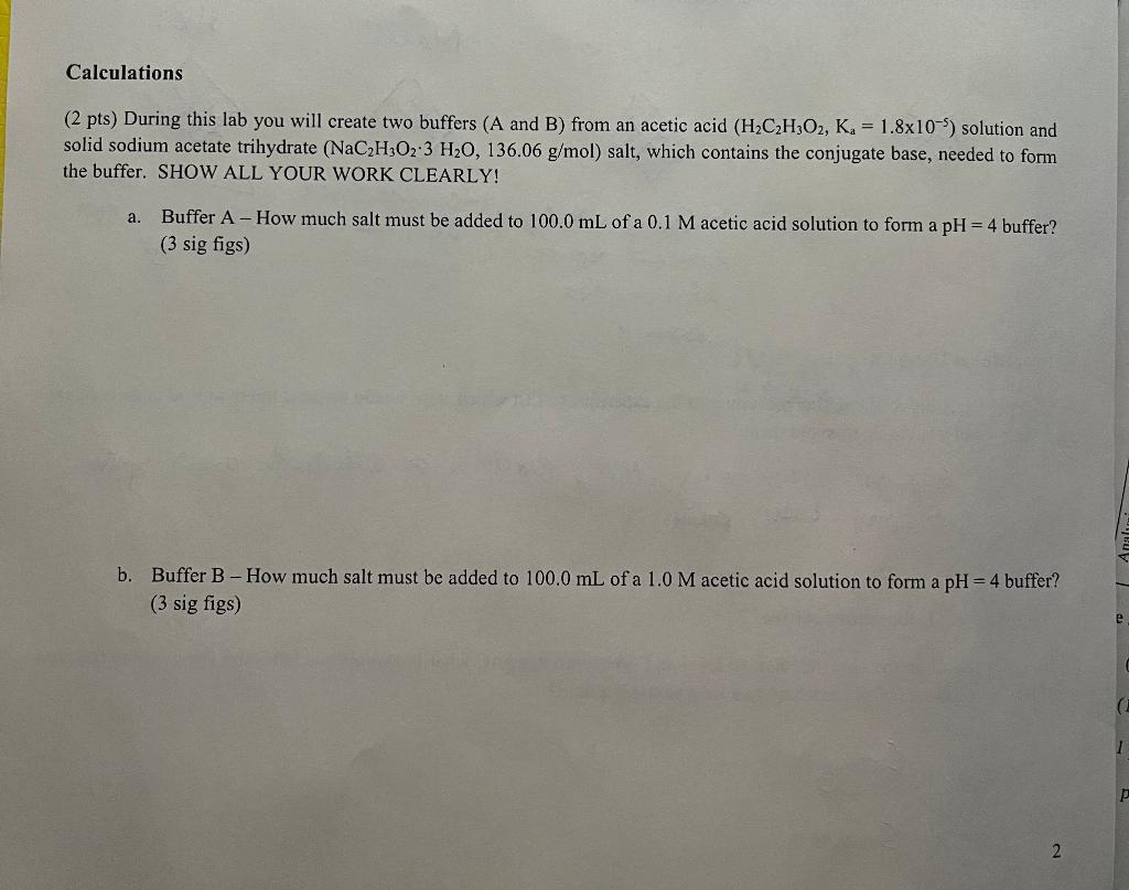 Solved (2 pts) During this lab you will create two buffers | Chegg.com