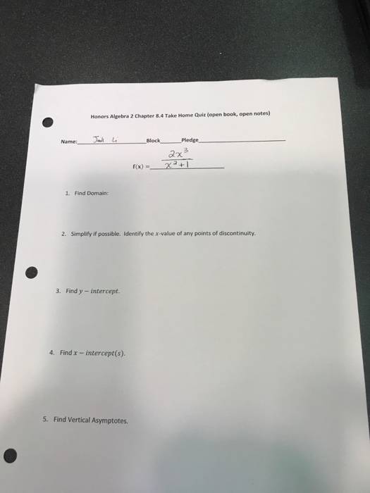 Algebra 2 Honors Textbook