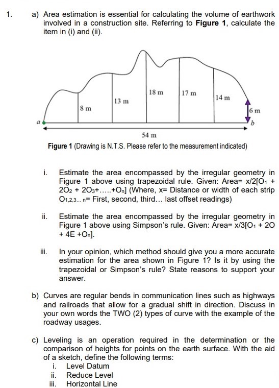 Solved a) Area estimation is essential for calculating the | Chegg.com