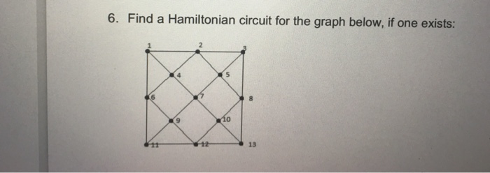 Solved 6. Find a Hamiltonian circuit for the graph below, if | Chegg.com