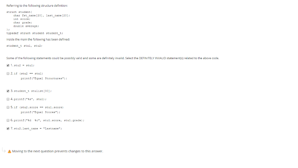 Solved Referring to the following structure definition: | Chegg.com