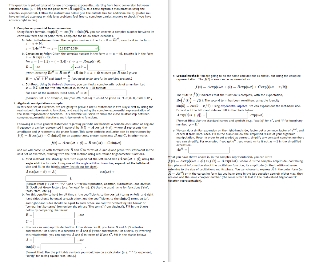 Solved This question is guided tutorial for use of complex | Chegg.com