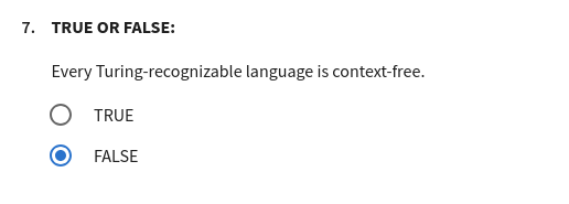 Solved TRUE OR FALSE:Every Turing-recognizable language is | Chegg.com