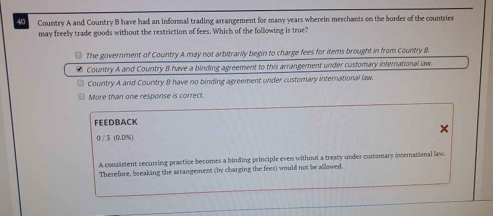 Solved 40 Country A and Country B have had an informal | Chegg.com