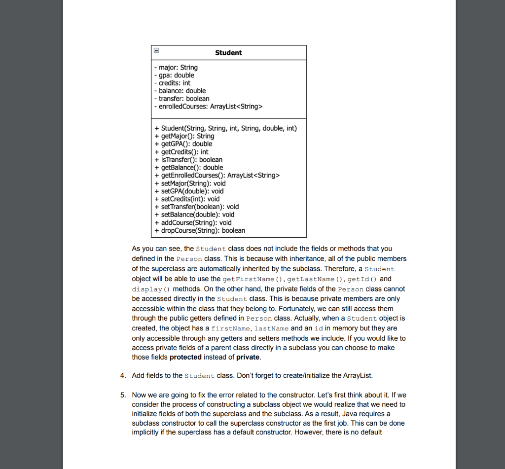 Solved Inheritance Part 1 *** Note: Please answer all parts | Chegg.com