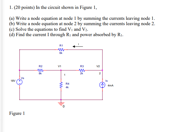 Solved 1. (20 points) In the circuit shown in Figure 1, (a) | Chegg.com