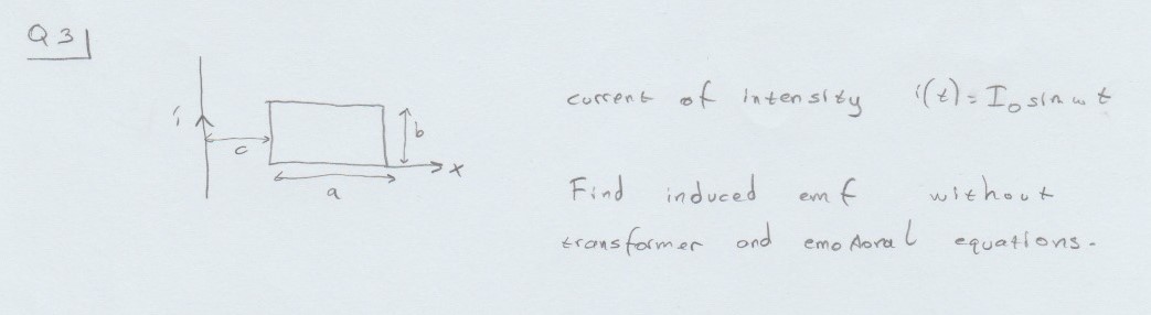 Solved current of intensity (t)=I0sinωt Find induced emf | Chegg.com