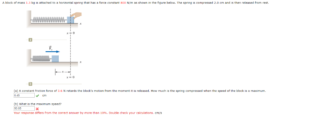 Solved A block of mass 1.3 kg is attached to a horizontal | Chegg.com