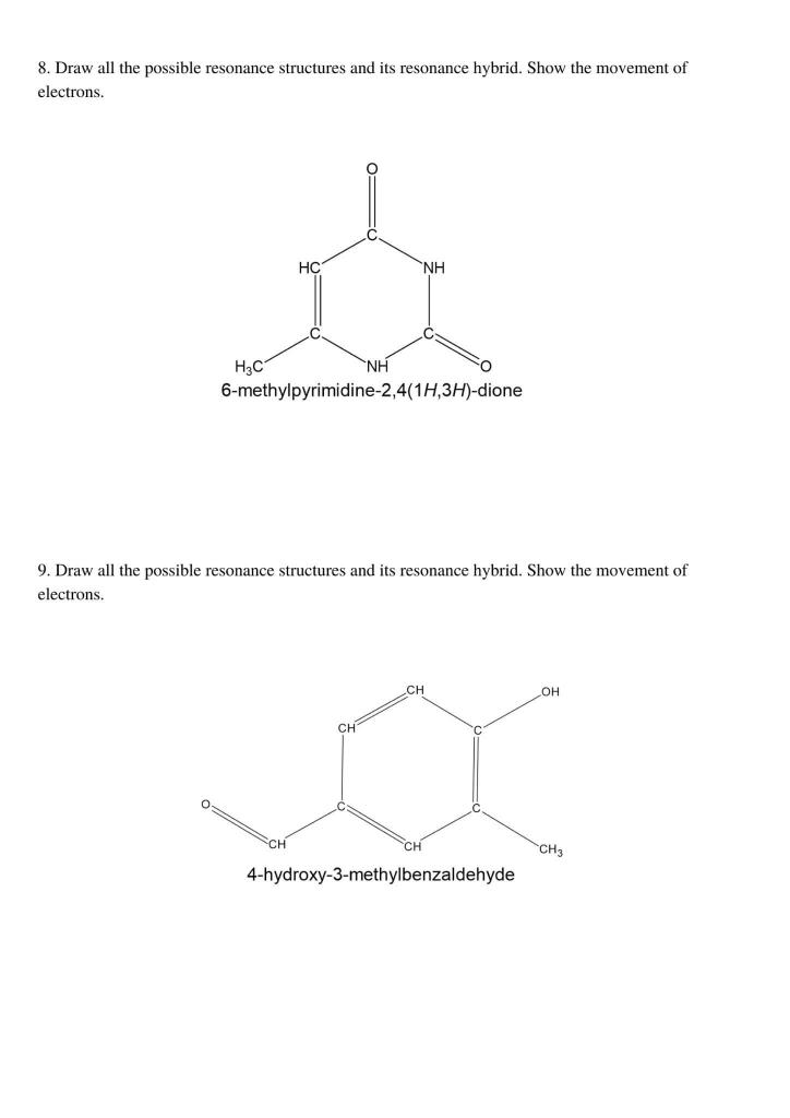 Solved 8. Draw all the possible resonance structures and its | Chegg.com