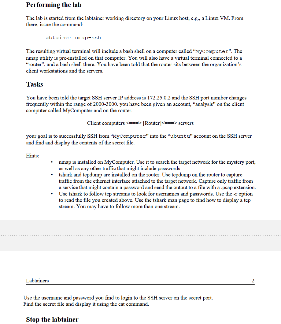 Solved Performing the labThe lab is started from the | Chegg.com