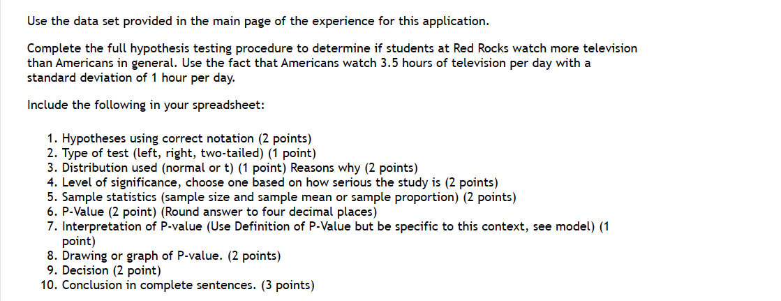 Solved Use the data set provided in the main page of the | Chegg.com