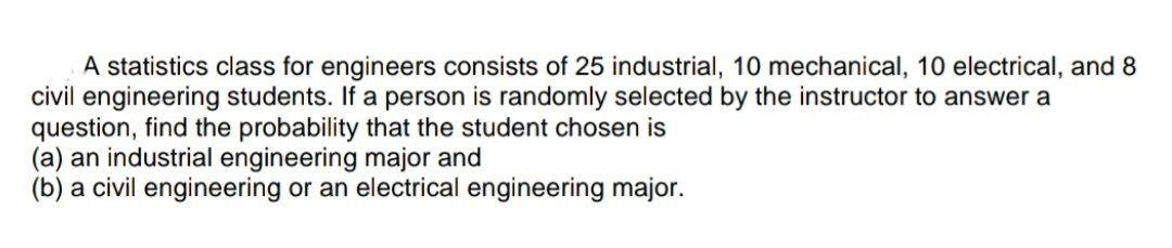 Solved A statistics class for engineers consists of 25 | Chegg.com