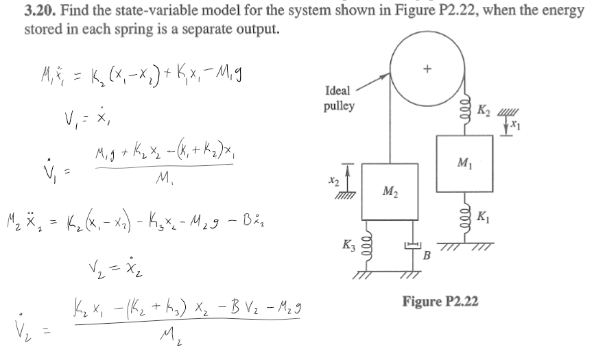 Solved 3.20. ﻿Find the state-variable model for the system | Chegg.com