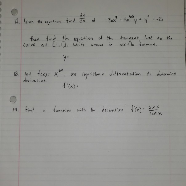 Solved • 17. Given the equation find a of - 26x² + 4x + y = | Chegg.com