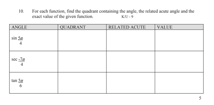 Solved 10. For each function, find the quadrant containing | Chegg.com